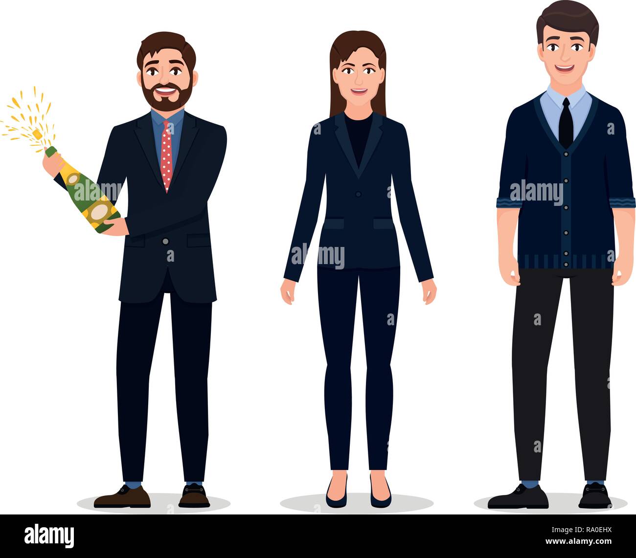 Celebration of an important event, characters in business suits and ...