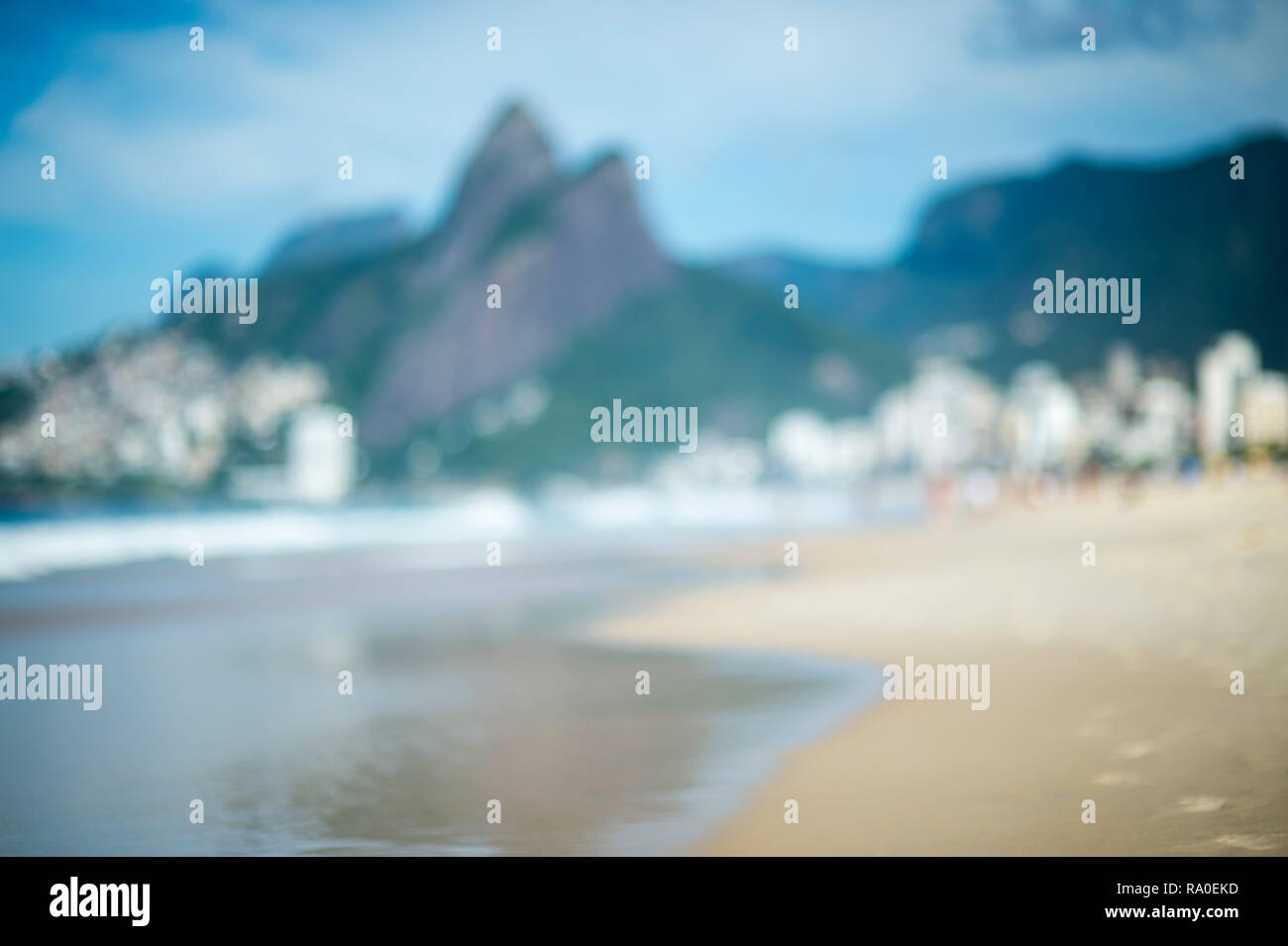 Scenic abstract defocus background of Ipanema Beach in Rio de Janeiro ...