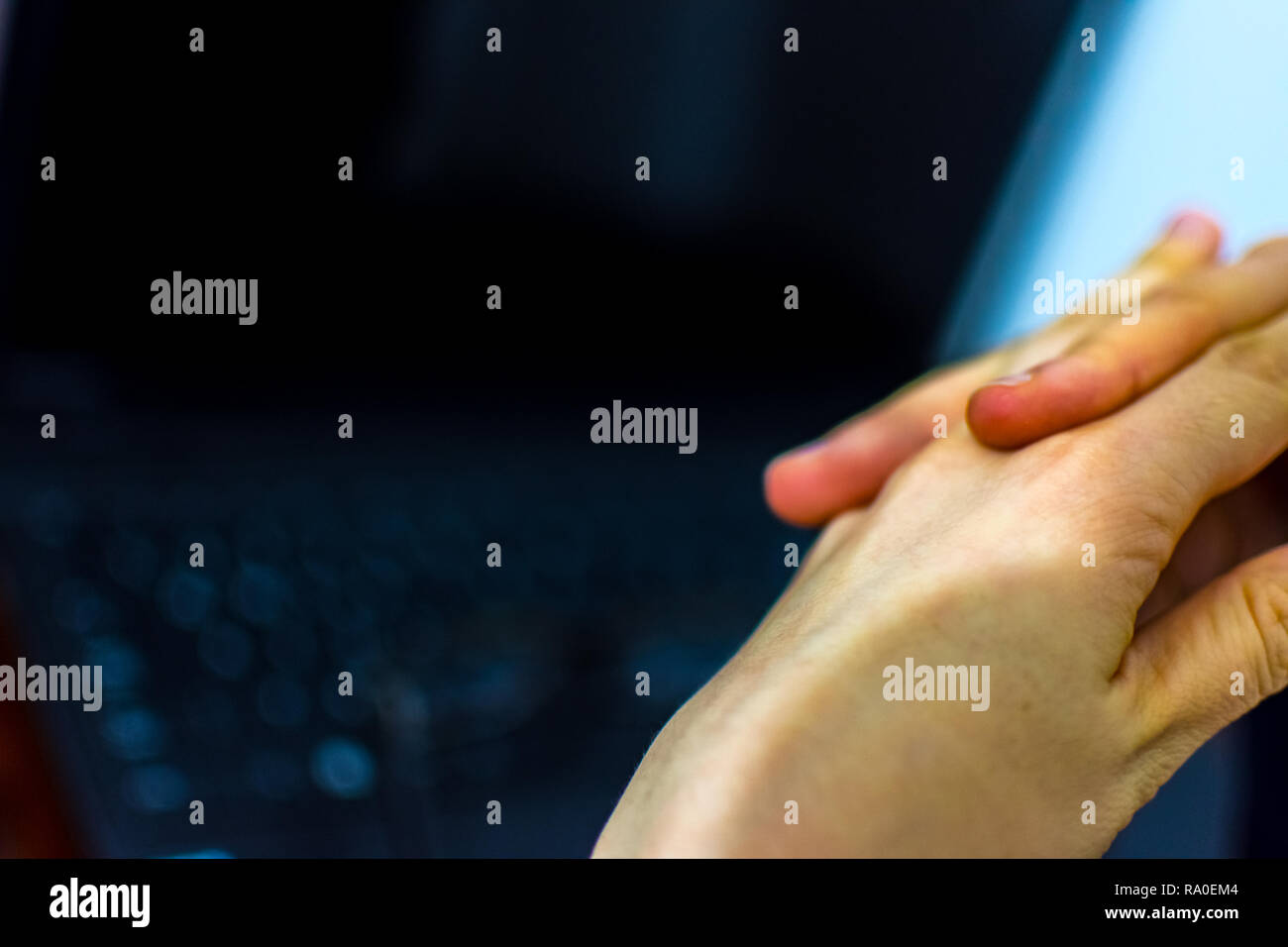 Closeup woman hands crossing in hi-res stock photography and images - Alamy