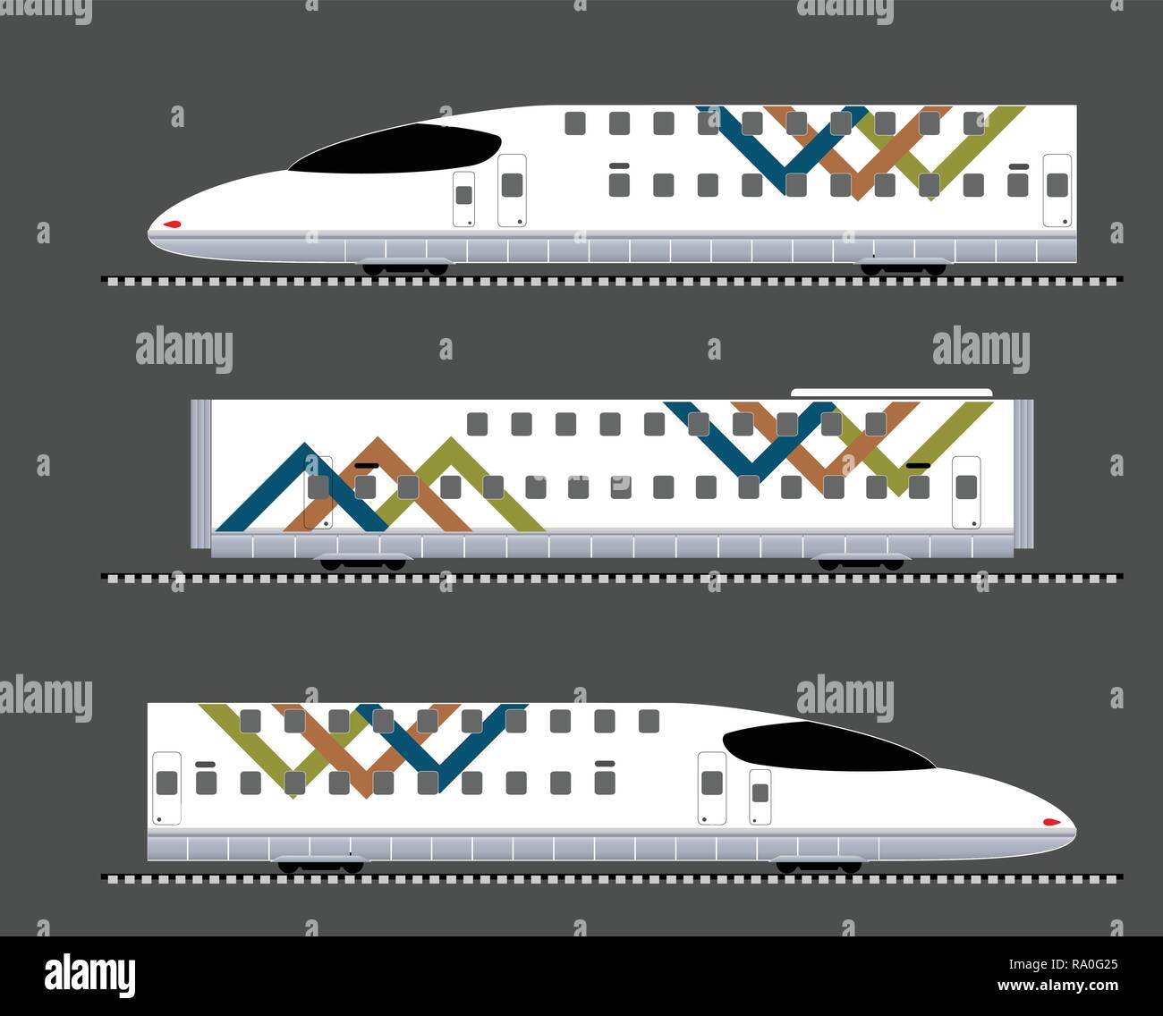 Set of Double Deck High Speed train Vector and Illustration Stock ...