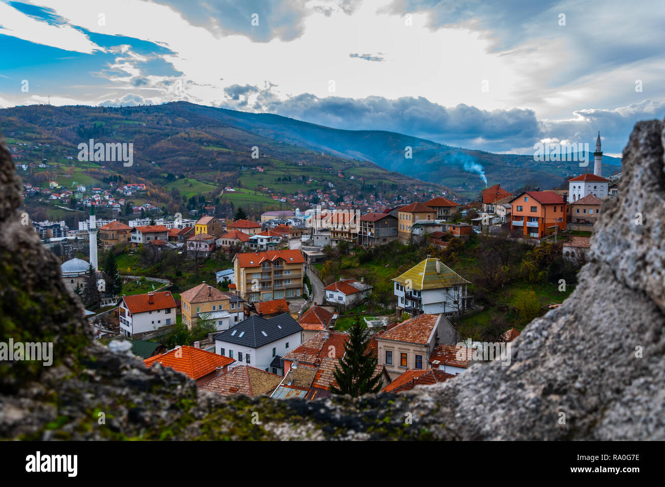 Travnik city from Old town fortress in Bosnia Stock Photo - Alamy