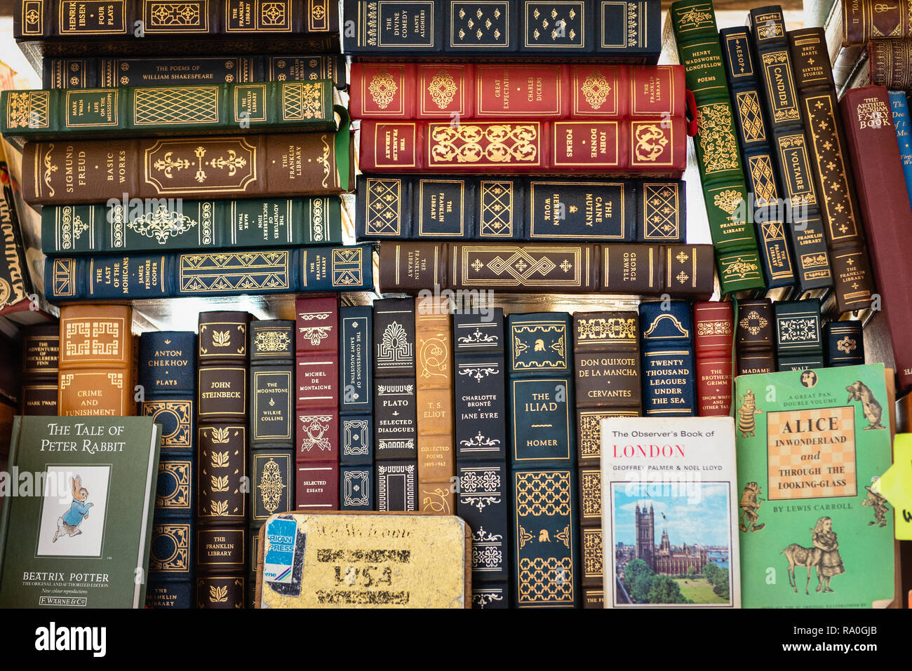 Books on display at an antique stall in Portobello Road market Stock ...