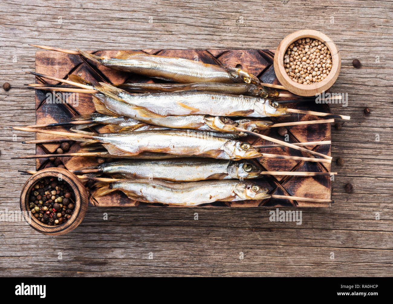 Smoked fish with spices.Cold smoked fish.Traditional beer snack Stock ...