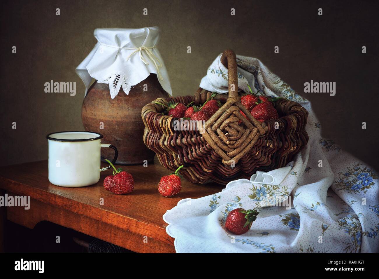 Still life with ripe strawberry Stock Photo - Alamy