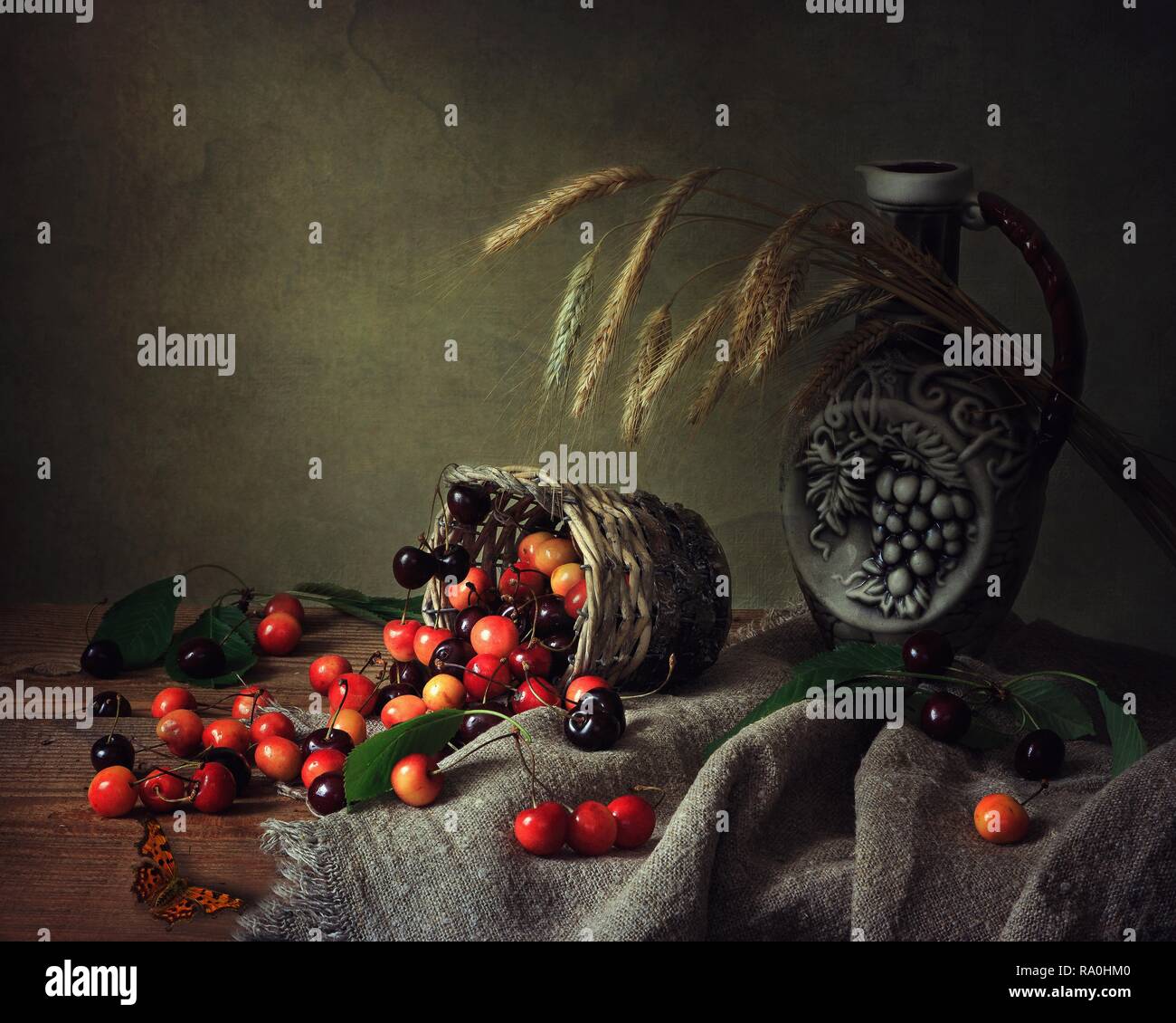 Still life with ripe cherry Stock Photo - Alamy