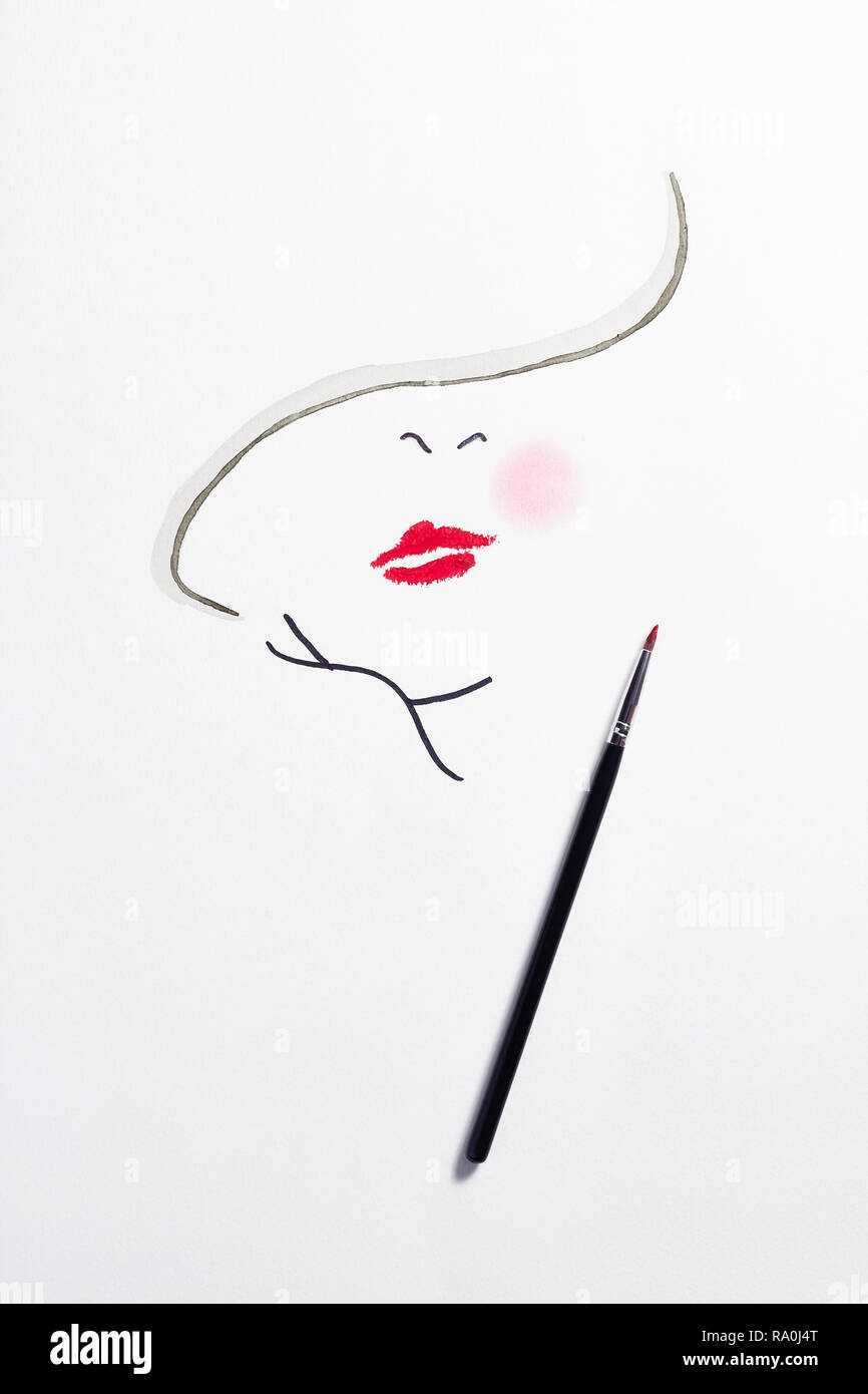 Drawing with make up products on paper Stock Photo - Alamy