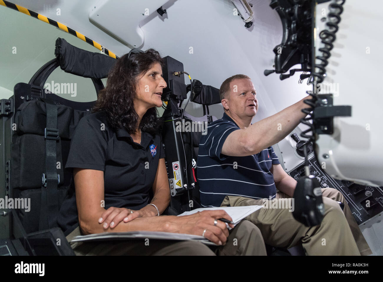 NASA commercial crew astronauts Eric Boe and Suni Williams train in a ...