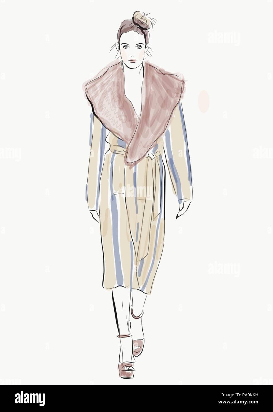 fashion model colored illustration Stock Photo - Alamy