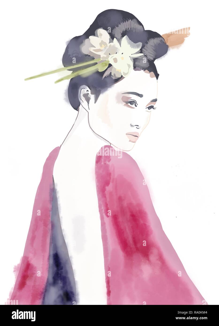Geisha girl flowers hi-res stock photography and images - Alamy
