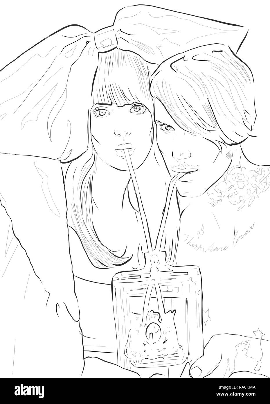 couple drinking from perfume bottle Stock Photo - Alamy