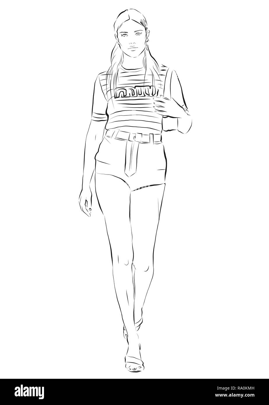 Runway model fashion woman Black and White Stock Photos & Images - Alamy