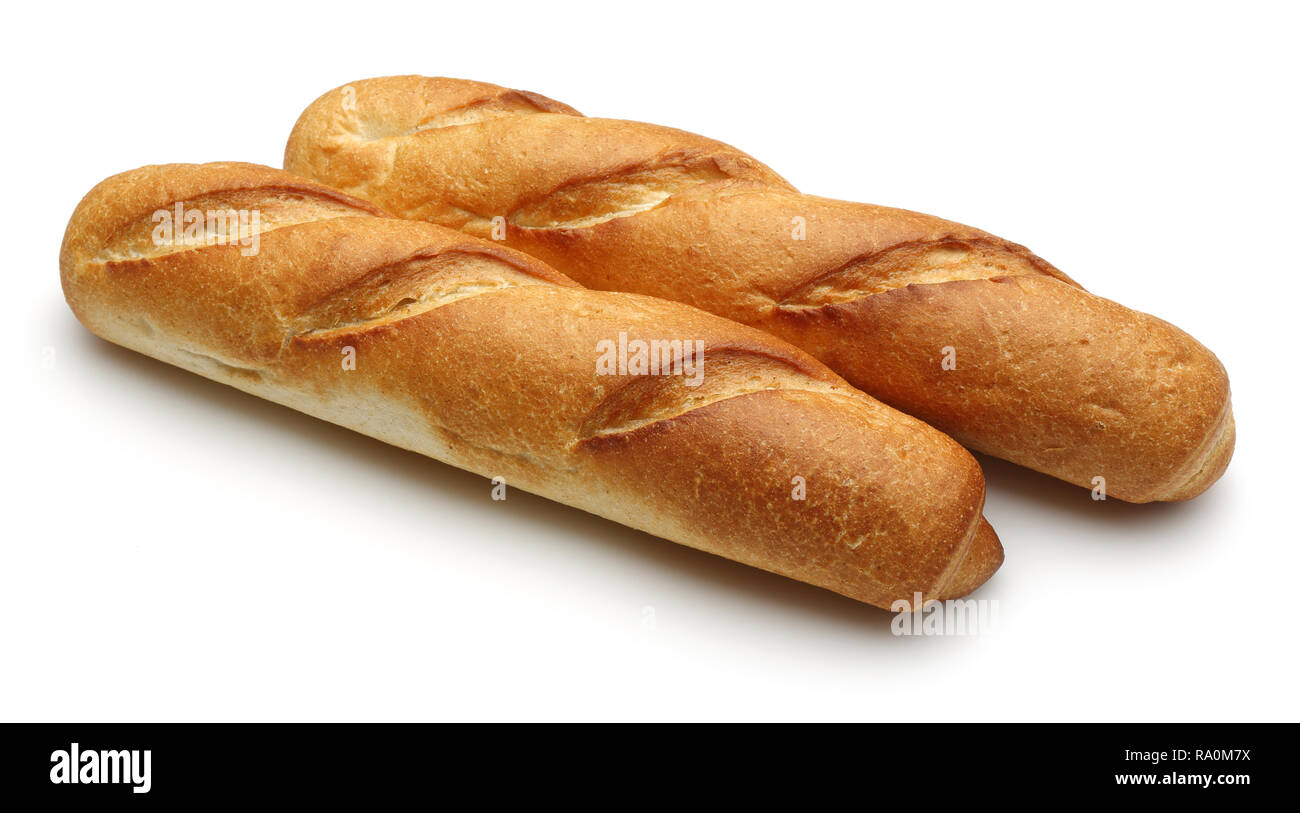 French bread, baguette, isolated on white background. Studio shot Stock ...