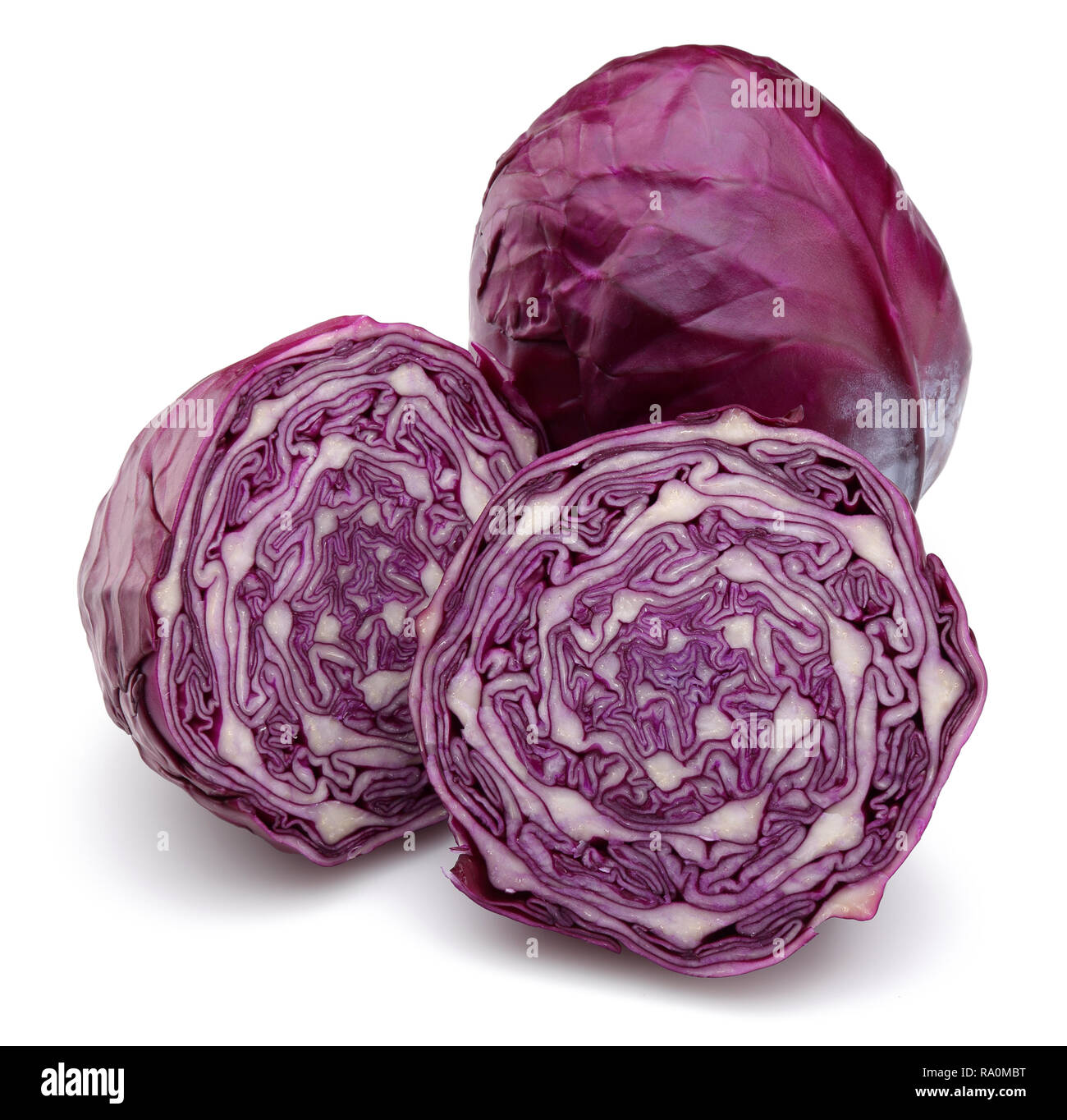 Fresh red cabbage isolated on white background Stock Photo - Alamy