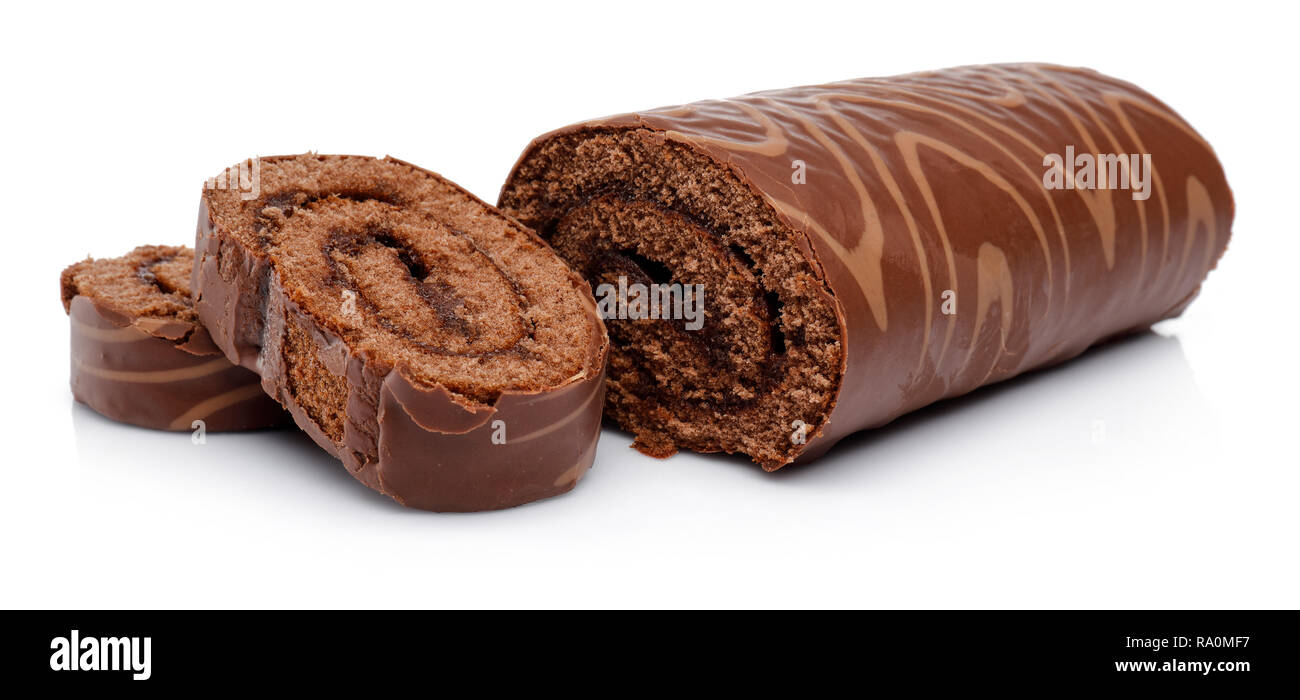 Chocolate cake with slice isolated on white background Stock Photo - Alamy