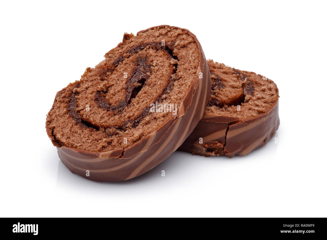 Chocolate cake with slice isolated on white background Stock Photo - Alamy