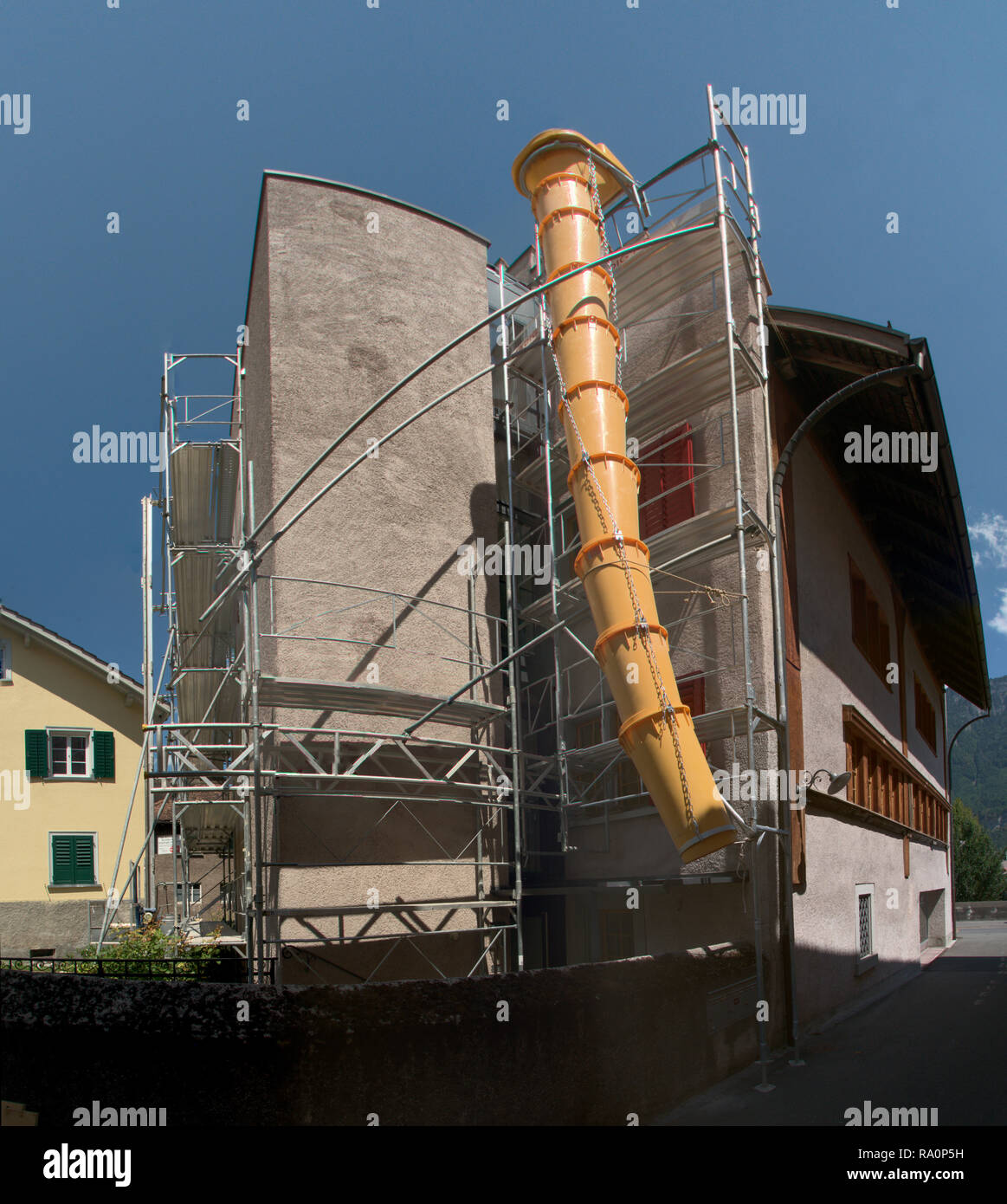 Renovation in Flums, Switzerland, showing extensible waste-disposal ...