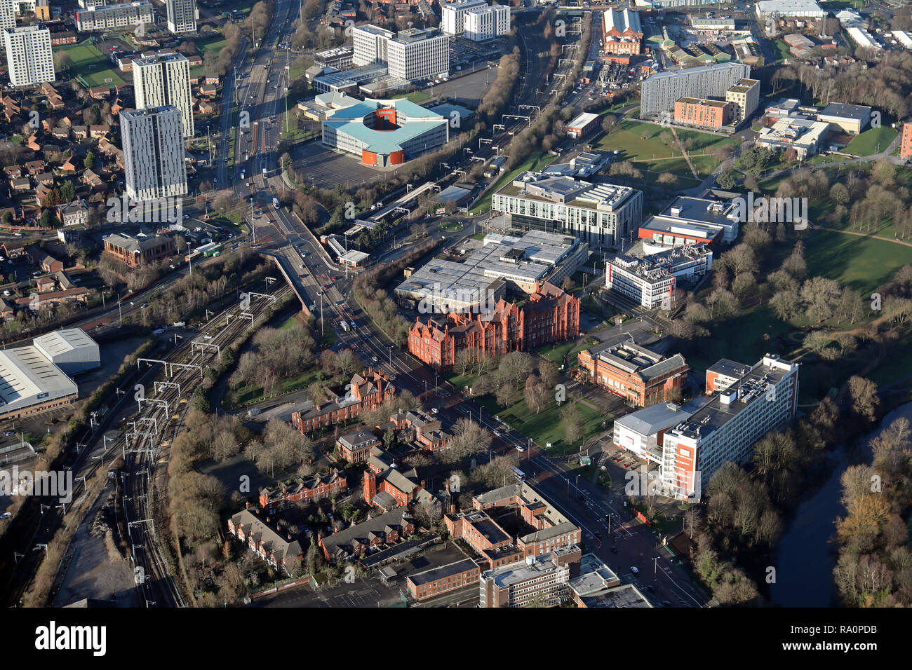 aerial view of Salford University Stock Photo - Alamy