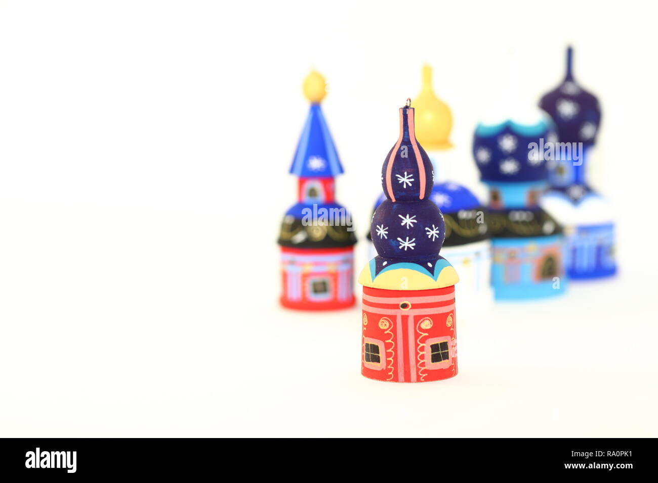 Set of wood painted cupola tower toy, orthodox towers toy, mausoleum ...