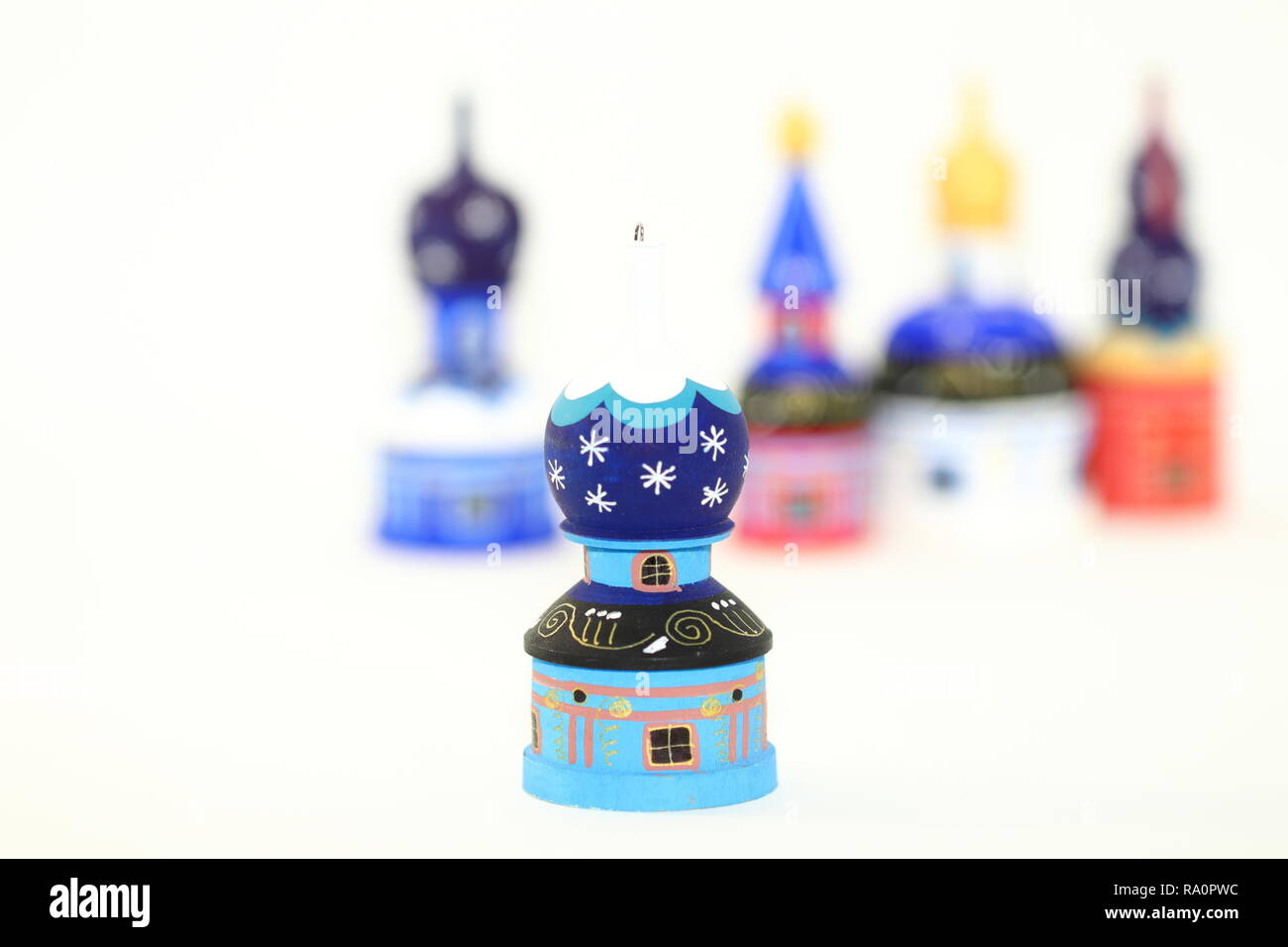 Set of wood painted cupola tower toy, orthodox towers toy, mausoleum ...