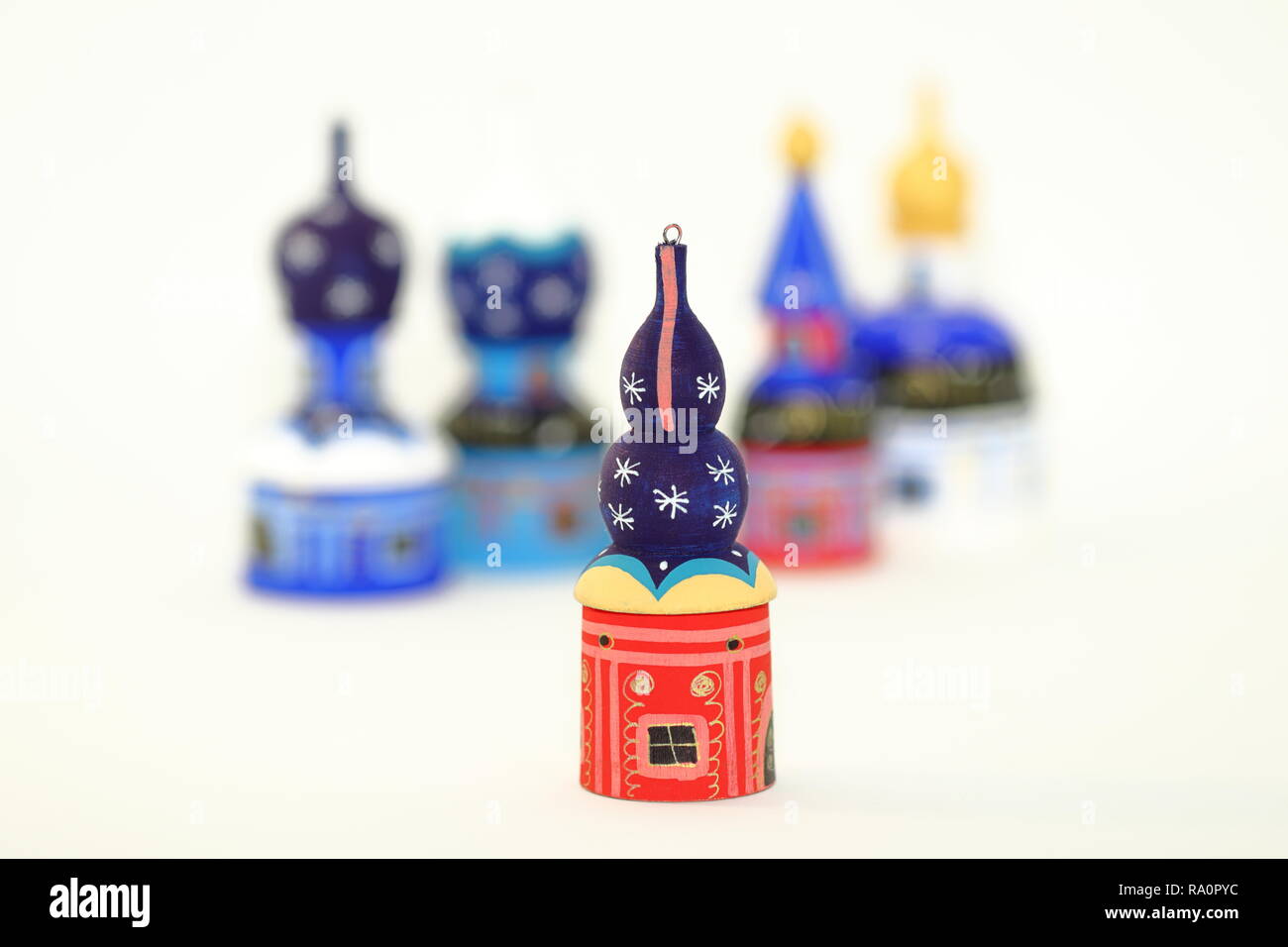 Set of wood painted cupola tower toy, orthodox towers toy, mausoleum ...