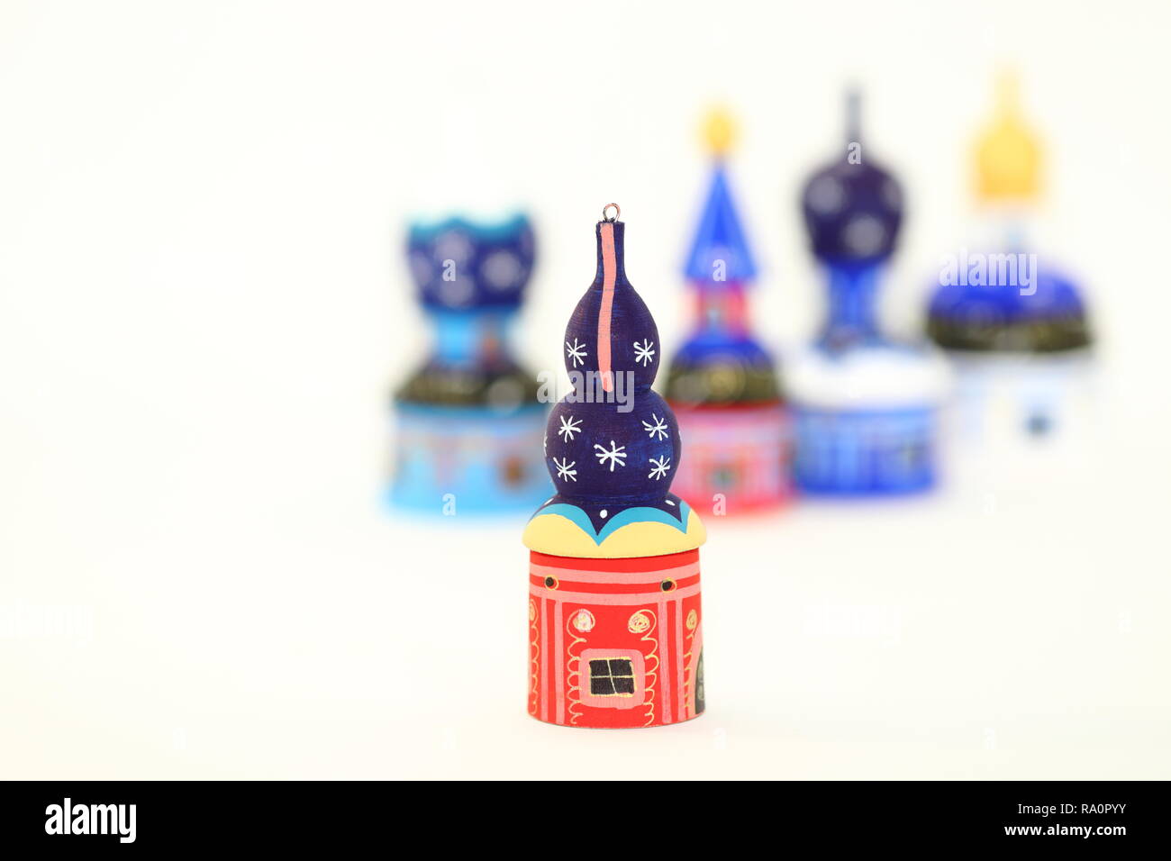 Set of wood painted cupola tower toy, orthodox towers toy, mausoleum ...