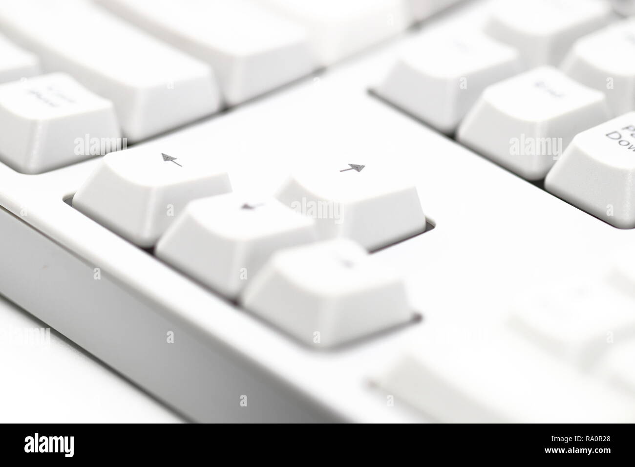 Modern computer keyboard. some part of white computer keyboard with ...