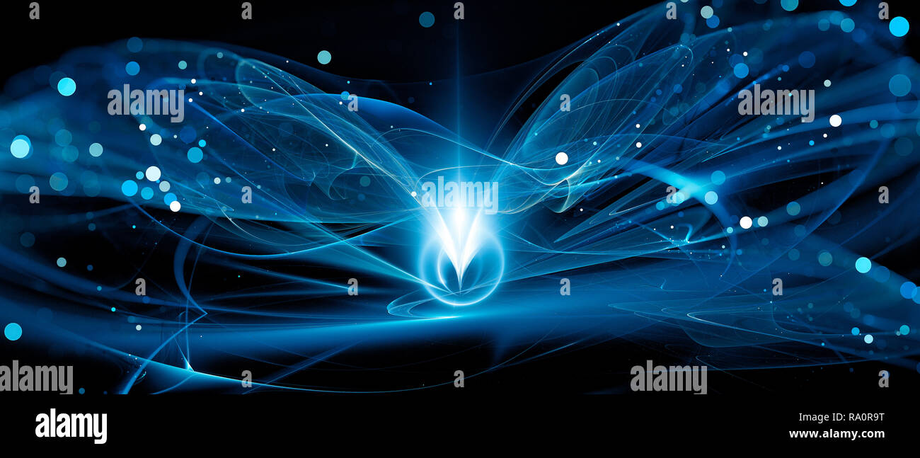 Blue glowing new technology in deep space, computer generated abstract background, 3D rendering ...