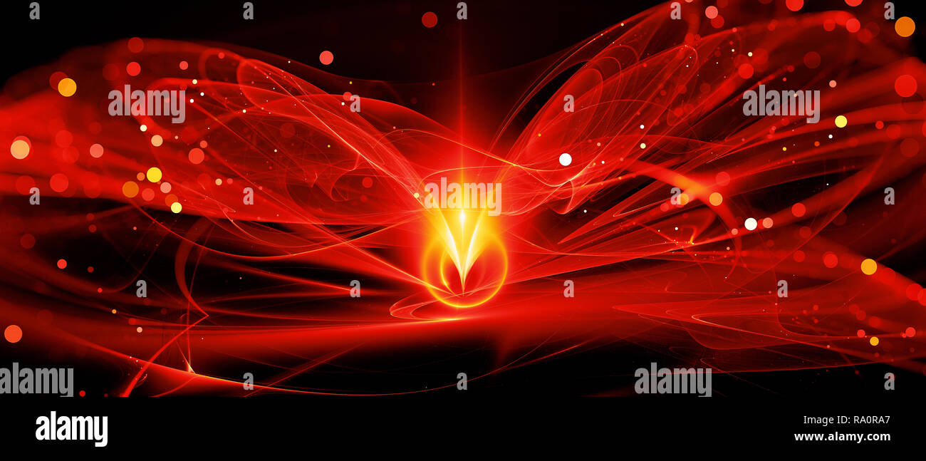 Fiery glowing new technology in deep space, computer generated abstract background, 3D rendering ...