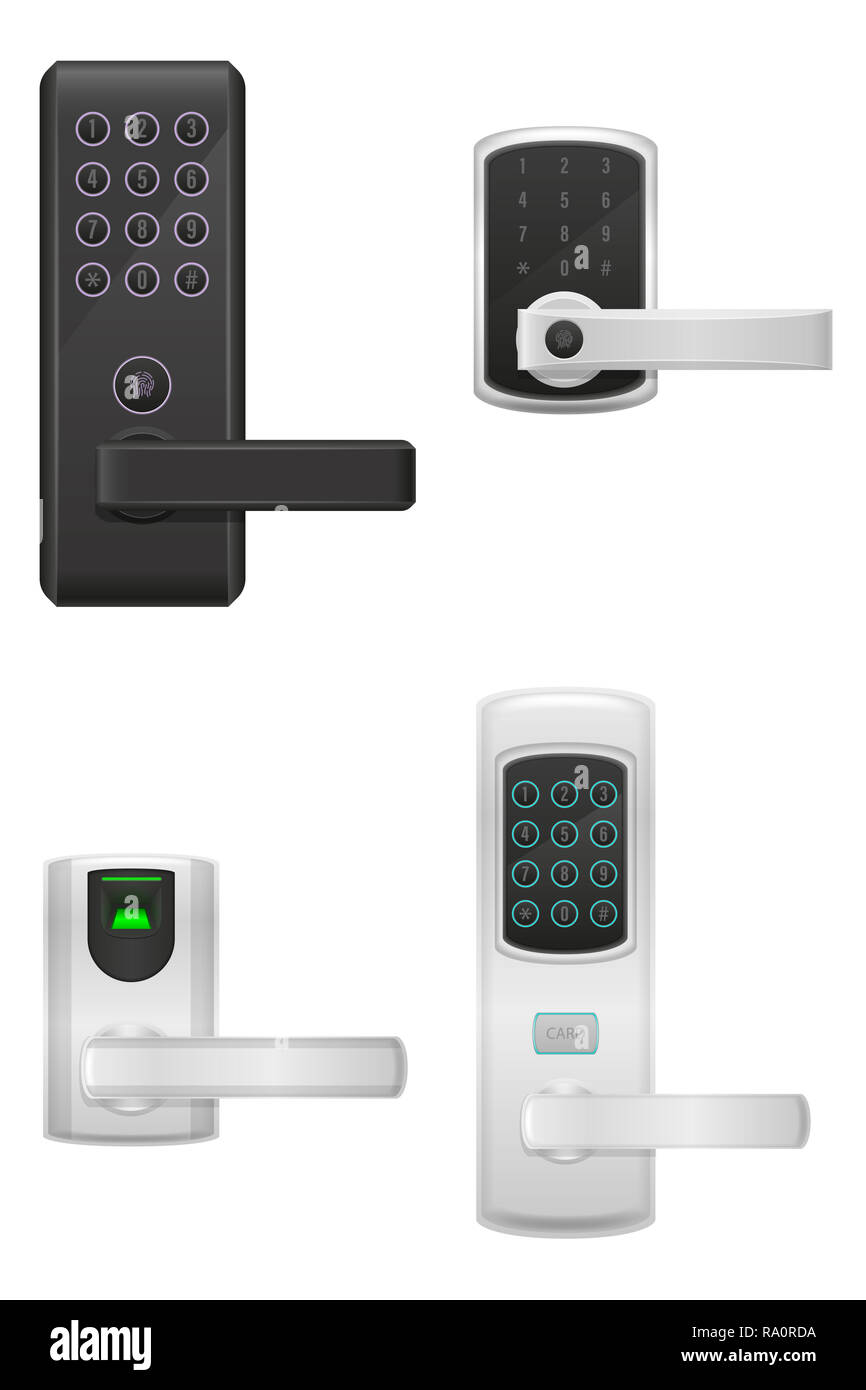 electronic lock with handle knob and electric drive vector illustration ...