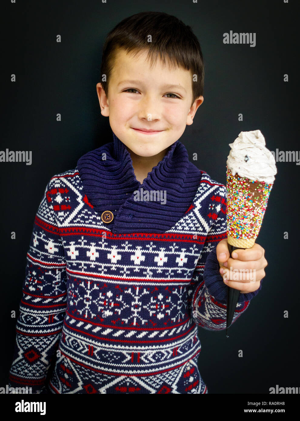Boy smiling with an ice cream cone Crete Greece Europe Stock Photo - Alamy
