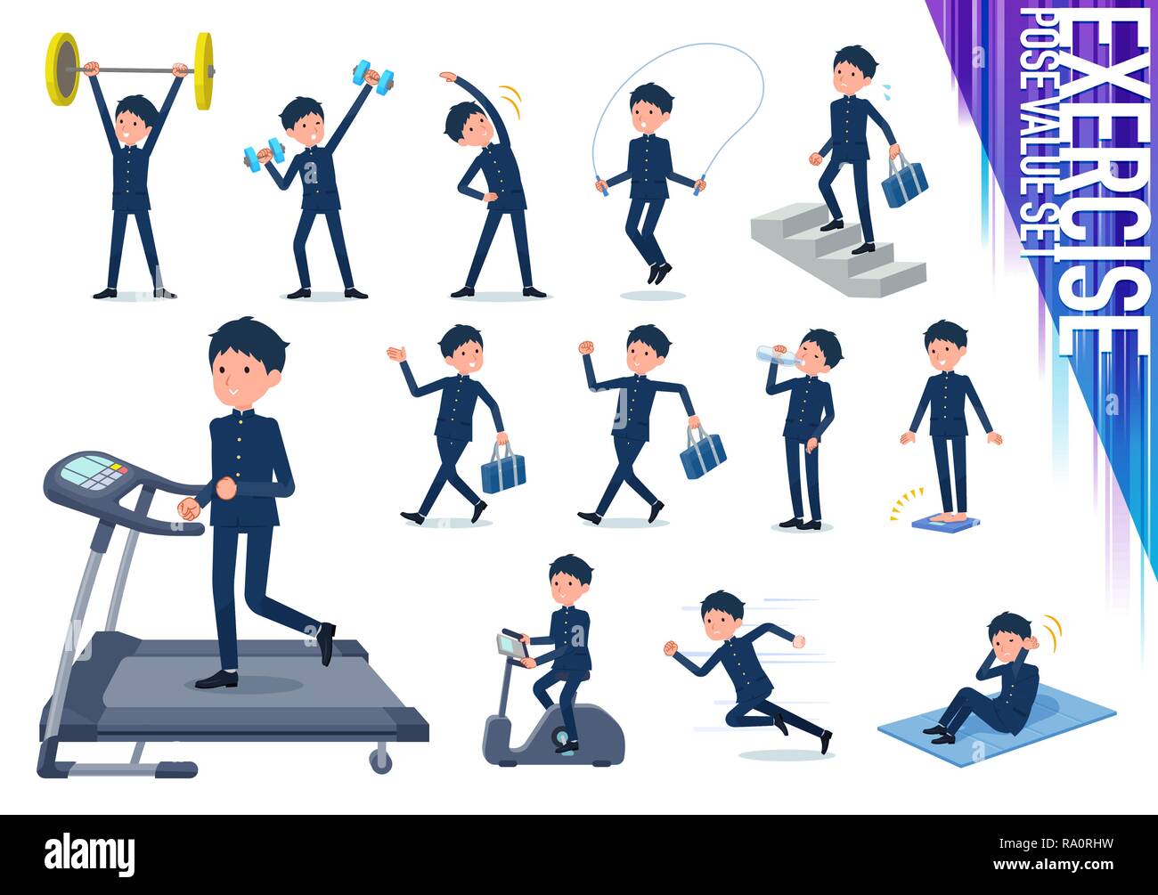 A set of school boy on exercise and sports.There are various actions to ...