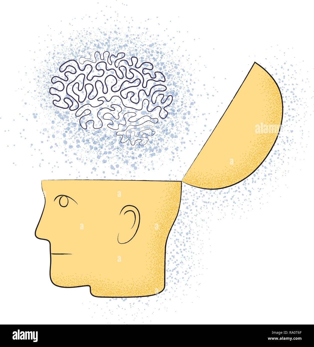 Symbolic drawing of the head with the brain Stock Vector Image & Art ...