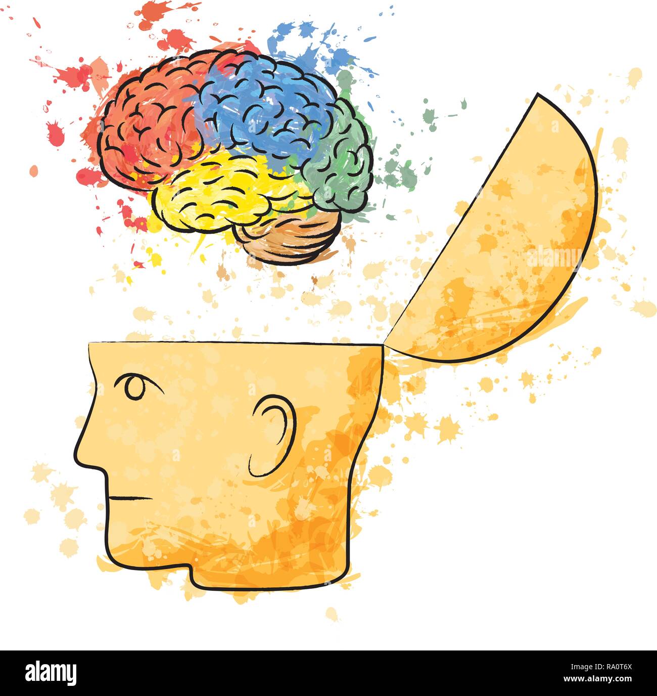 Symbolic drawing of the head with the brain Stock Vector Image & Art ...