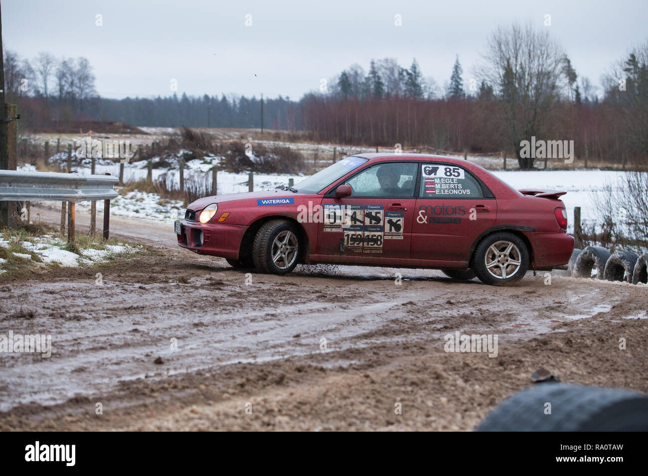 City Livi, Latvia. Winter autocross 2018, peoples and sport cars ...
