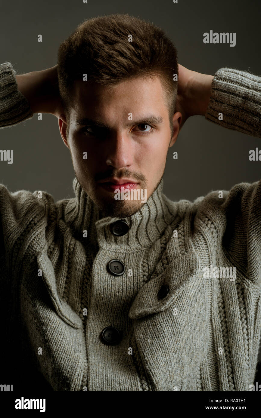 man. Beard and facial care. facial emotions. male grooming and barber ...