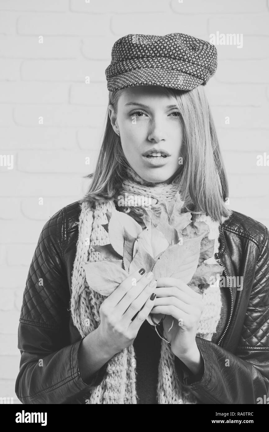 Autumn model girl fall Black and White Stock Photos & Images - Alamy