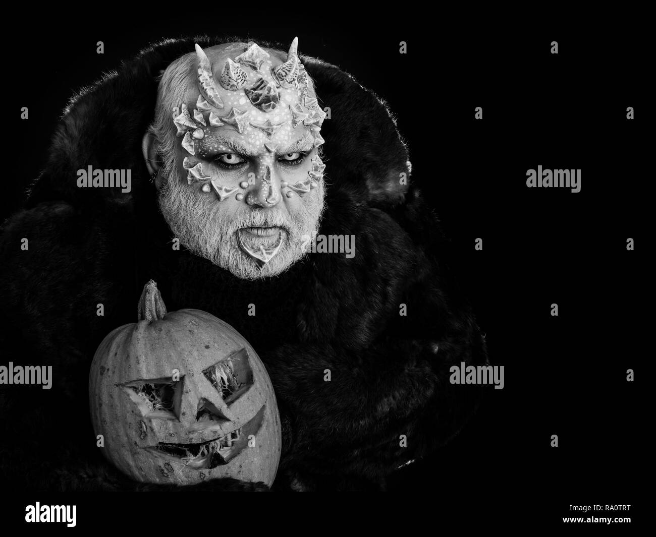 Devil man pumpkin halloween Black and White Stock Photos & Images - Alamy