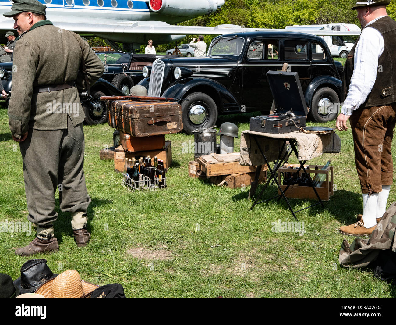 KYIV, UKRAINE - APRIL 28, 2018: Man dressed in german military uniform ...