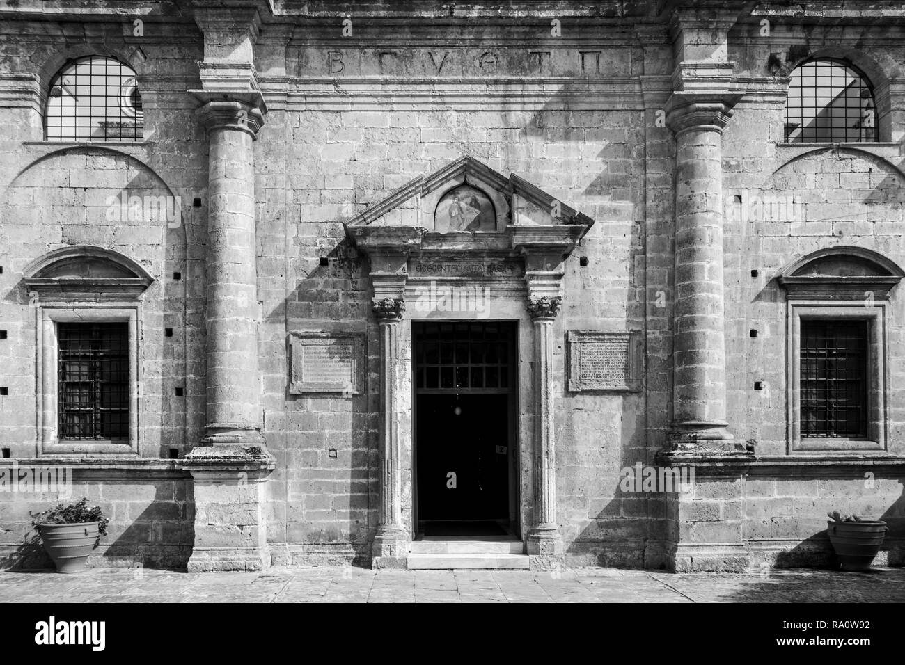 Front view of the doorway of an ancient building Crete Greece Europe ...