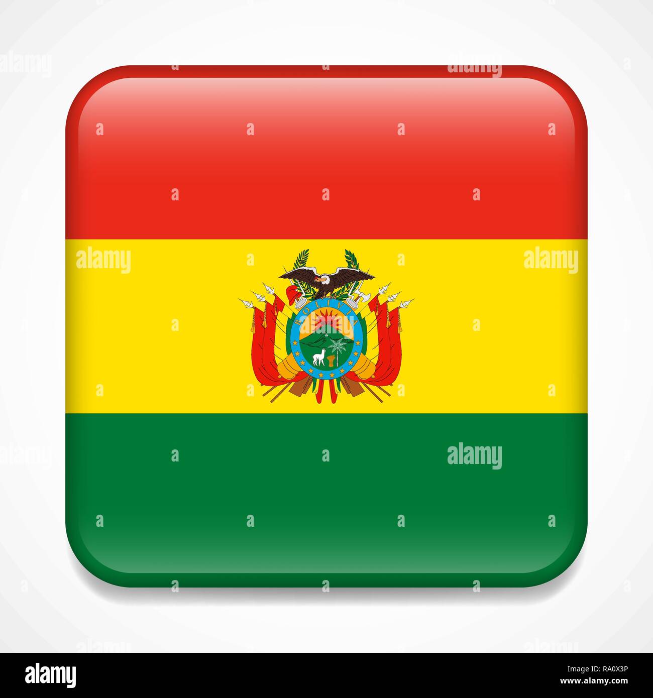 Flag of Bolivia. Square glossy badge Stock Vector Image & Art - Alamy