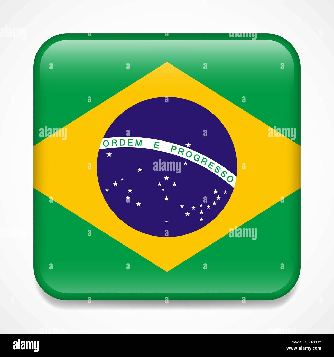 Flag of Brazil. Square glossy badge Stock Vector Image & Art - Alamy