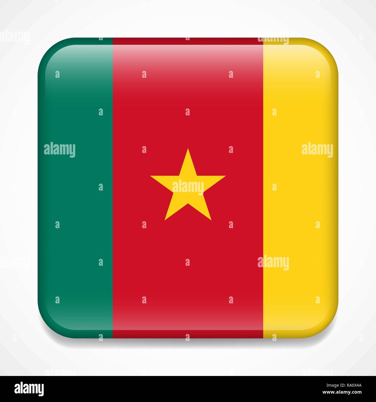 Flag of Cameroon. Square glossy badge Stock Vector Image & Art - Alamy