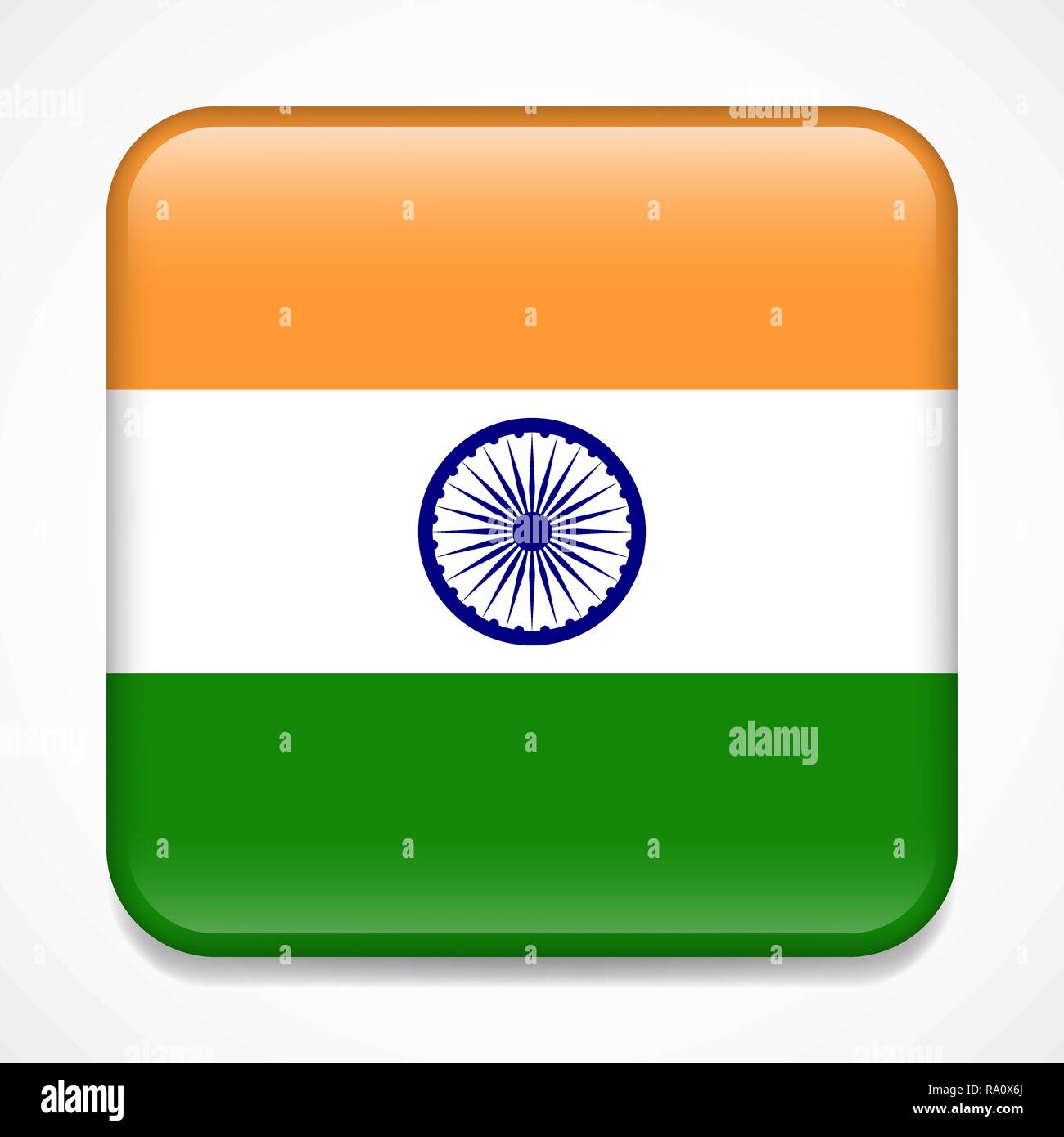 Flag of India. Square glossy badge Stock Vector Image & Art - Alamy