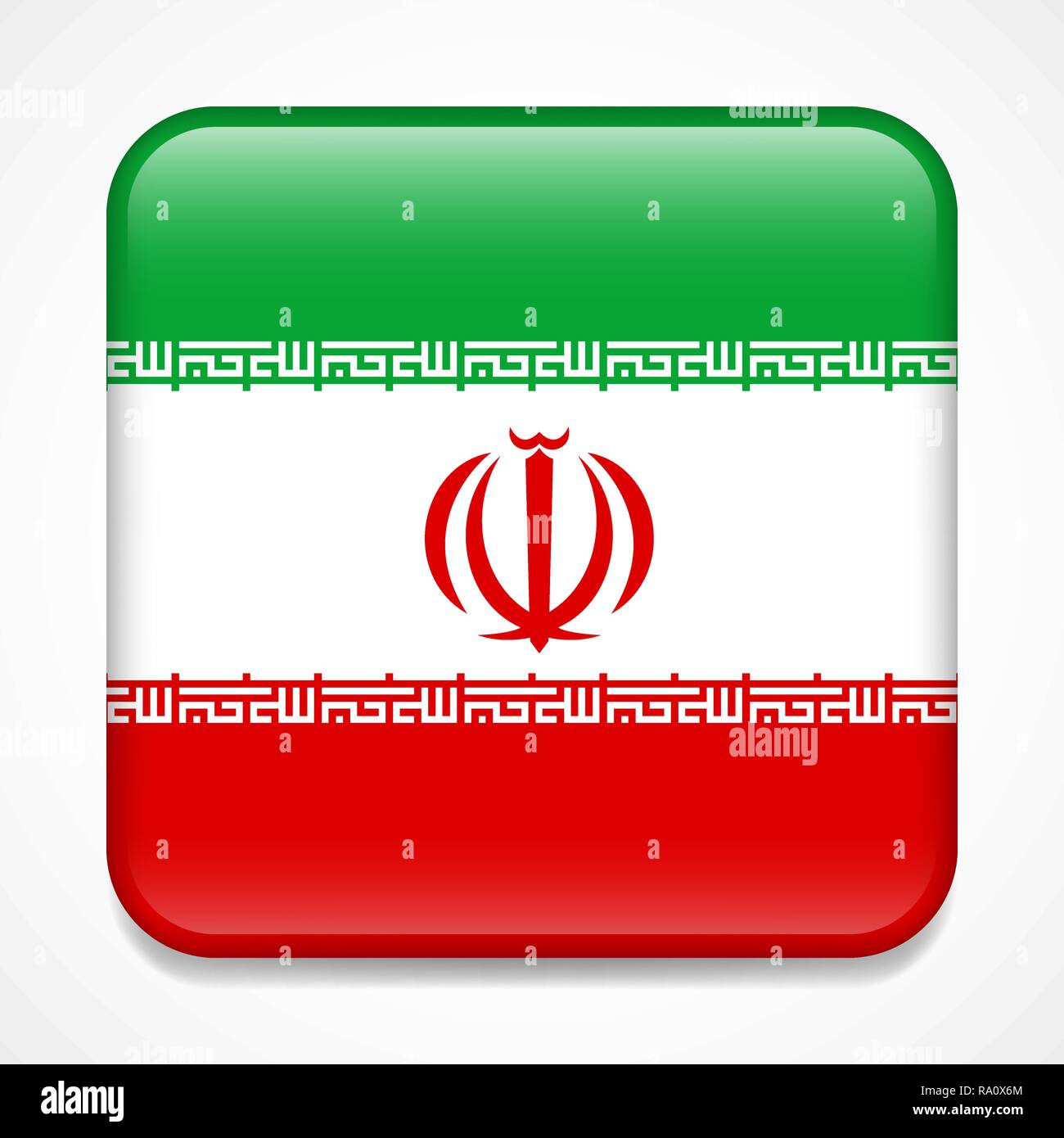 Flag of Iran. Square glossy badge Stock Vector Image & Art - Alamy