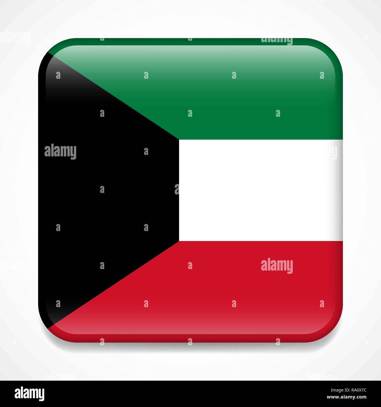 Flag of Kuwait. Square glossy badge Stock Vector Image & Art - Alamy