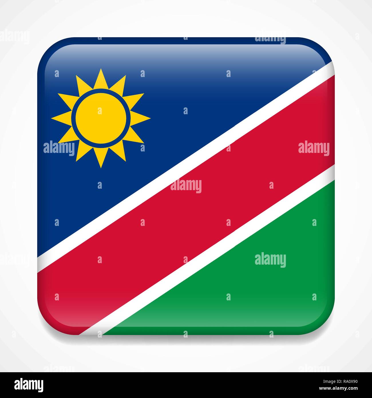 Flag of Namibia. Square glossy badge Stock Vector Image & Art - Alamy