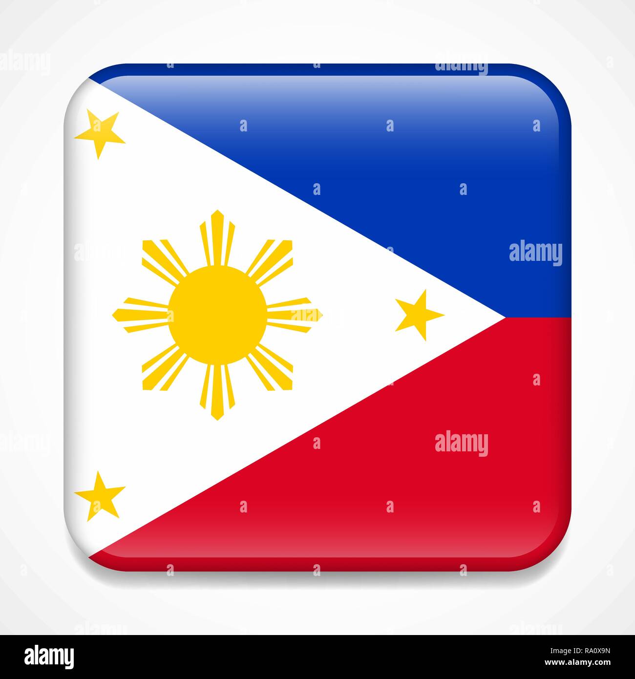 Flag of Philippines. Square glossy badge Stock Vector Image & Art - Alamy