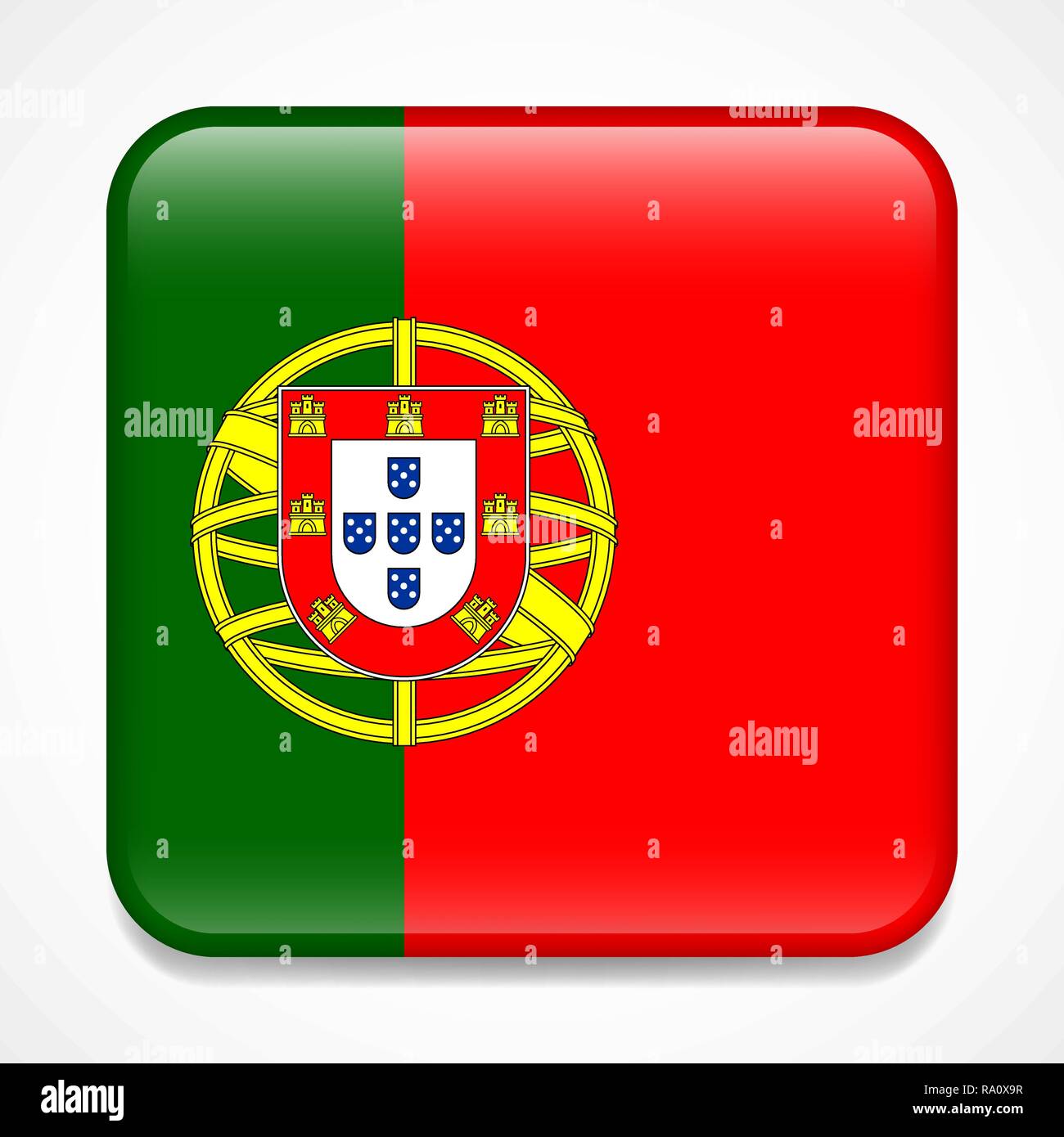 Flag of Portugal. Square glossy badge Stock Vector Image & Art - Alamy