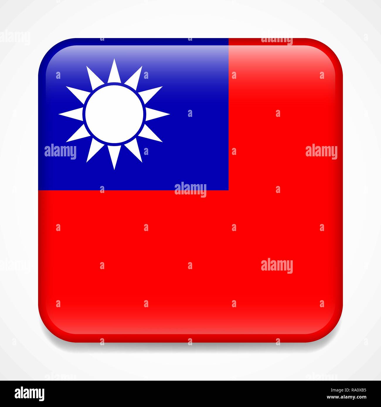 Flag of Taiwan. Square glossy badge Stock Vector Image & Art - Alamy