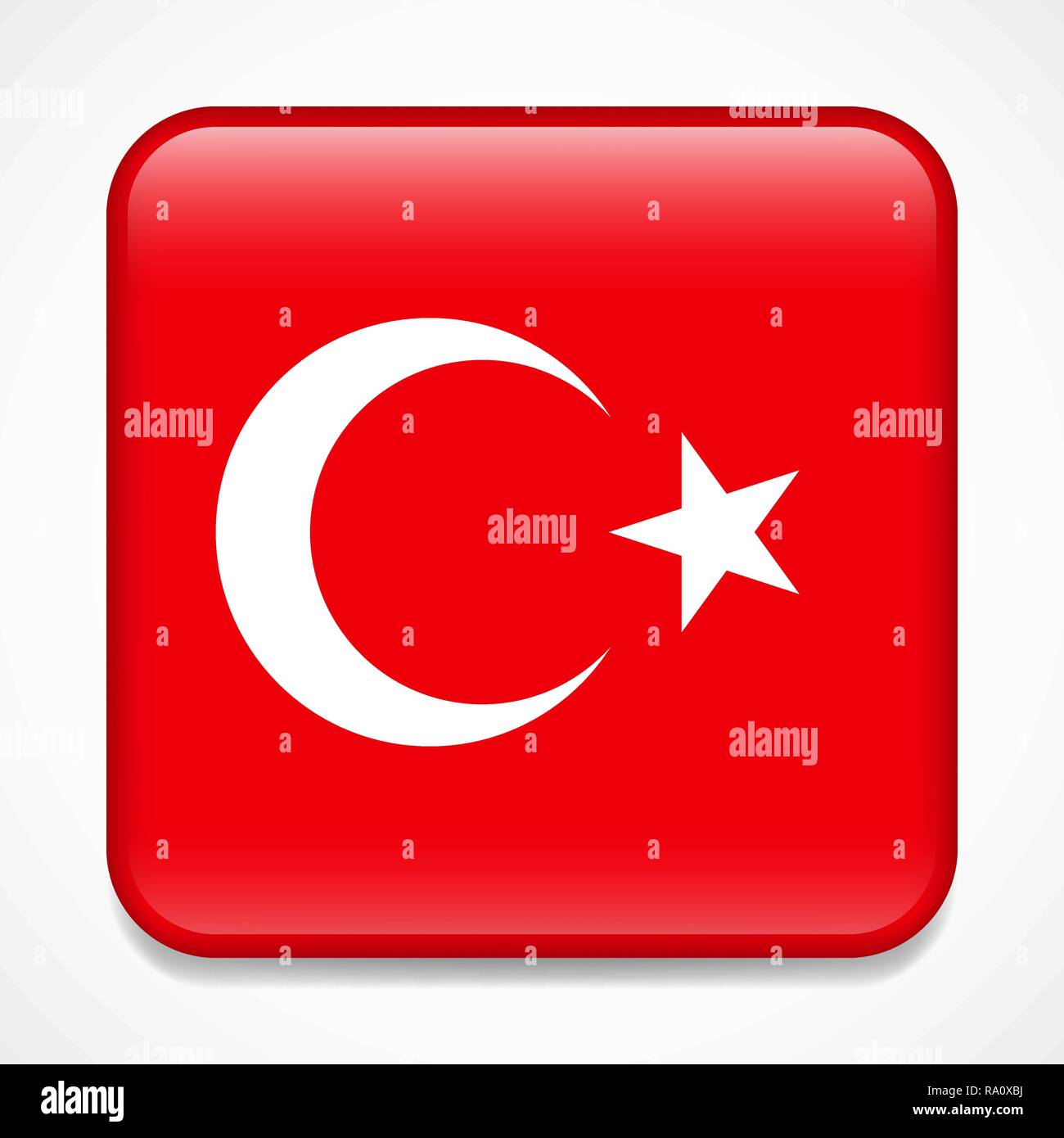 Flag of Turkey. Square glossy badge Stock Vector Image & Art - Alamy